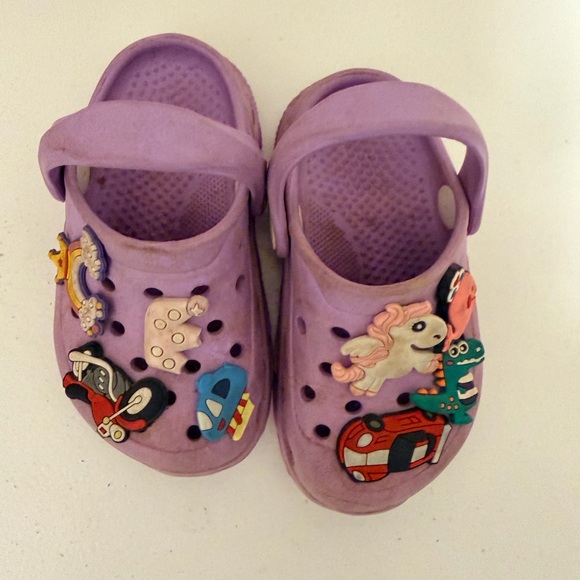 Shoes | Purple Kids Clogs With Fun Charms | Poshmark